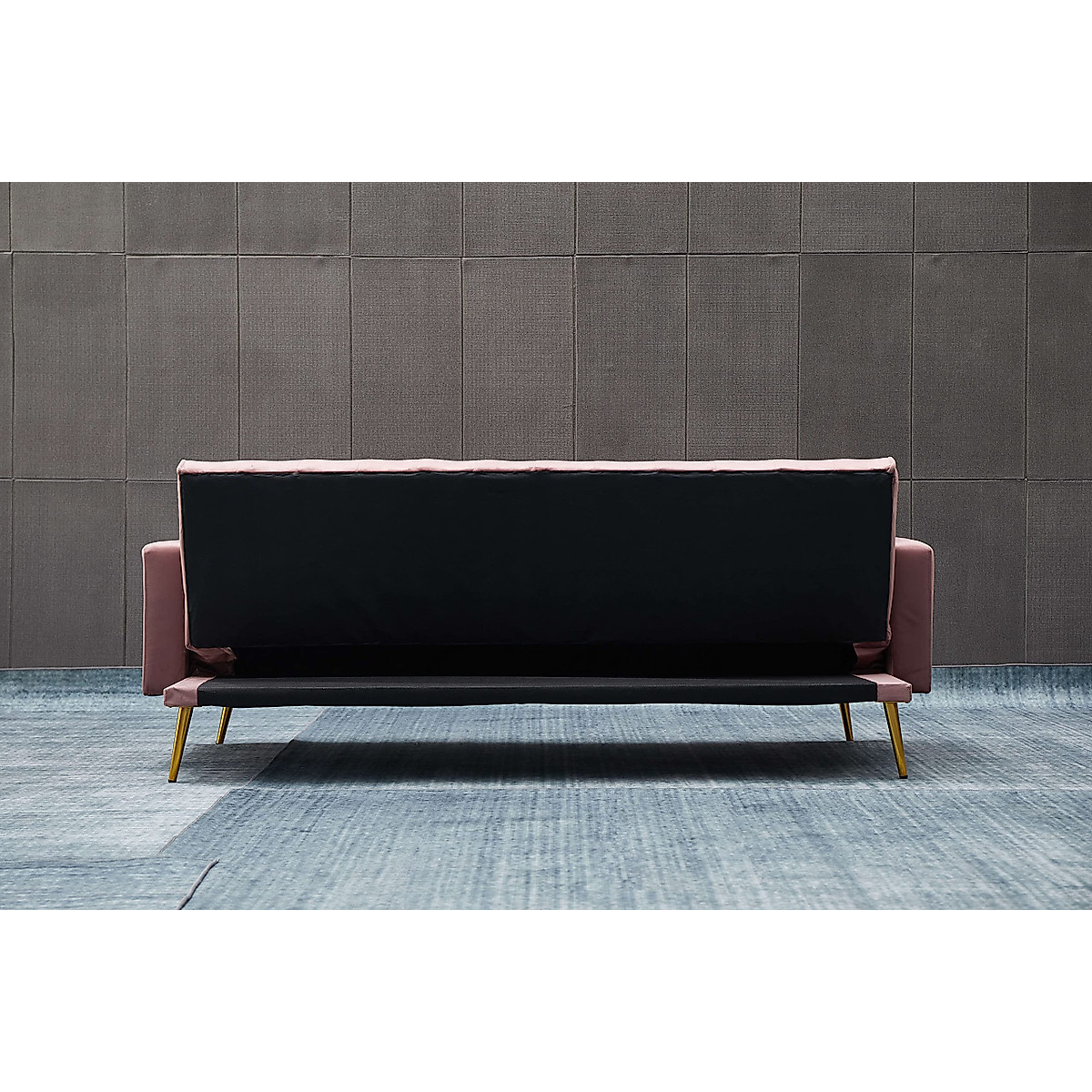 75" Futon Sofa Bed,Sleep Sofa,Modern Folding Futon Set,Velvet Convertible Recliner Lounge for RV,Small Apartment,Living Room,500 lbs Capacity