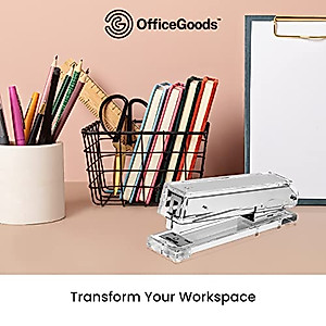 OfficeGoods Acrylic Stapler - Gorgeous Modern Accessory for The Stylish Desk at Home, Office, or School - Takes Standard 1/4" Staples - 5.25" Long - Silver