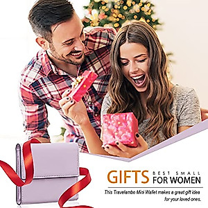 Travelambo RFID Blocking Small Mini Compact Wallet Coin Pouch Holder Trifold Credit Card Holder Pocket Purse for Women (Napa Purple)