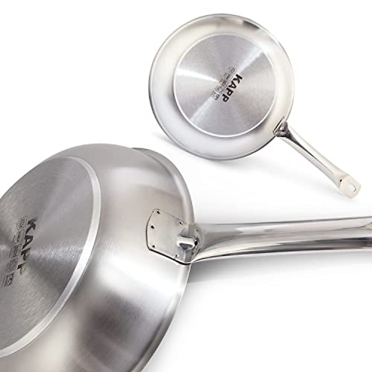 KAPP Frying Pan/Triply Stainless Steel Skillet/Fry Pan with Long and Stay Cool Handle, 11 Inch, Silver