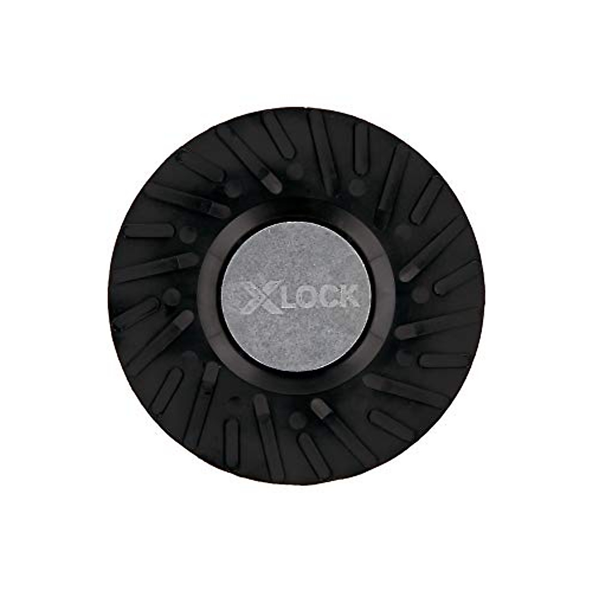 BOSCH MGX0450 4-1/2 In. X-LOCK Backing Pad with X-LOCK Clip - Medium Hardness, Use with Fiber Discs, for Applications in Metal Surface Finishing, Weld Blending, Rust Removal, Black