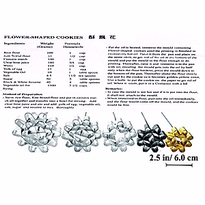 DOK JOK Cookie Bouquet Sunflower 2.5 Inch Diameter Crispy Biscuit Mould Brass Blossom Lotus Flowers Shaped Mold Maker Thailand Dessert Come with Thaise Thailndsk Thai Kanom Recipe Amazon