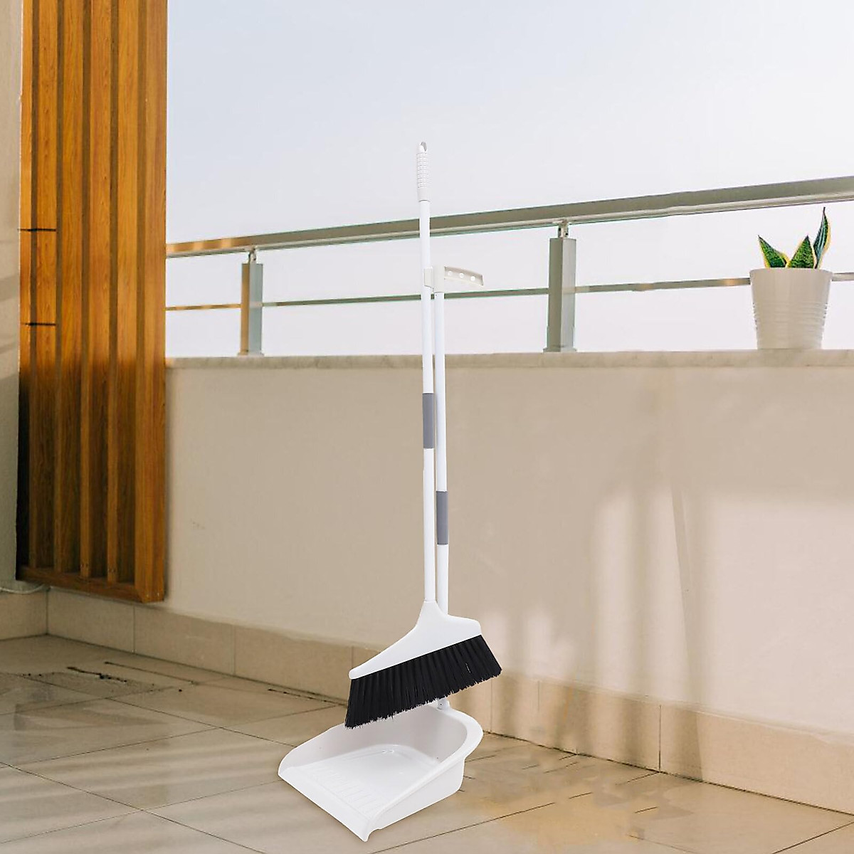 Lurrose Broom and Dustpan Set Broom with Dustpan Combo Set Upgrade Broom Long Handle Broom Broomstick Standing Dust Pan for Home Kitchen Lobby Floor Cleaning