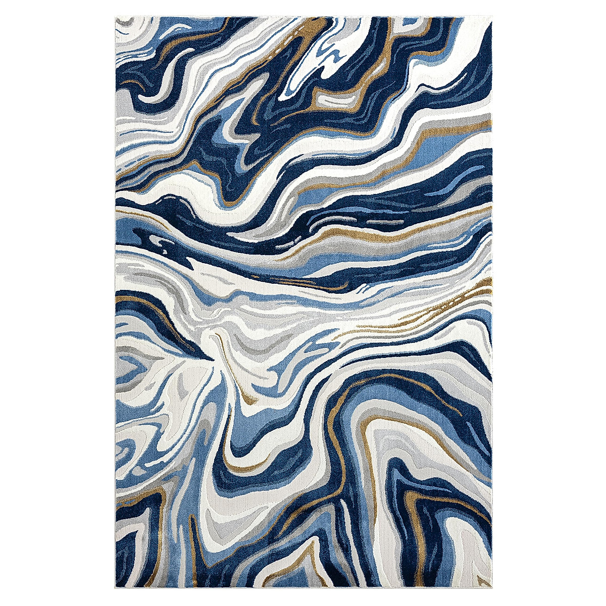 Abani Regal Collection Area Rug - Blue/Grey Abstract Wavy Design -4' x 6' - Easy to Clean - Durable for Kids and Pets - Non-Shedding - Medium Pile - Soft Feel - for Living Room, Bedroom & Office
