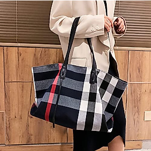 Handbags for Women Canvas Fashion Large Capacity Roomy Bag Ladies Crossbody Purse Fashion Trend Plaid Shoulder Bag