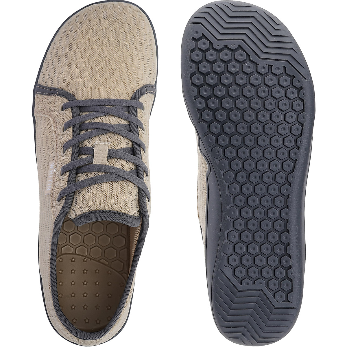 WHITIN Men's Water Shoes Quick Dry Aqua Minimalist Barefoot Sneakers Size 9.5-10 Minimus Beach Swimming River Hiking Trail Kayak Boating Brown Grey 43