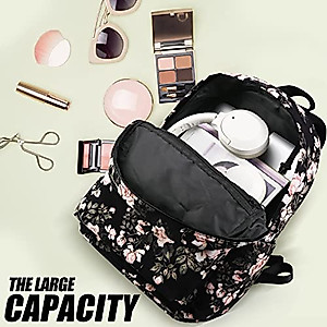 Sinpooo Canvas Backpack ,Washable Recycle Cotton 15.8 Inch Backpack Purse for Women Fashion, College Back Pack Bag for Women Daypack Travel Business Work Bag(Flower)