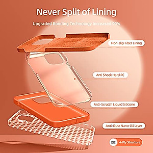 Dssairo [5 in 1 for iPhone 13 Pro Max Case 6.7 inch, with 2 Pack Screen Protector + 2 Pack Camera Lens Protector, Liquid Silicone Ultra Slim Shockproof Protective Phone Case (Orange)