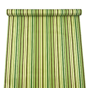 Yifely Peel & Stick Shelf Liner Removable Furniture Paper for Covering Apartment Old Cabinets Drawers, Green Stripes, 17.7 Inch by 9.8 Feet