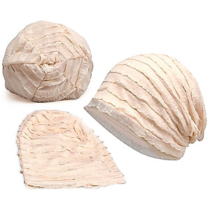 Jemis Skullies Beanies Thin Bonnet Cap Autumn Casual Beanies Hat (3 Pack Pink & Grey & Khaki)