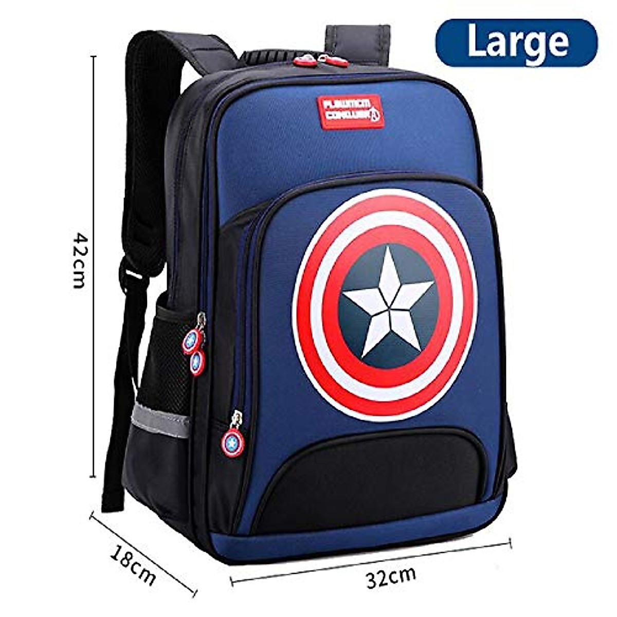 Lonme Backpacks Captain America Children Primary Schoolbag School Bags Teenager Student Backpack Dayback Waterproof (Royal Blue, Large)