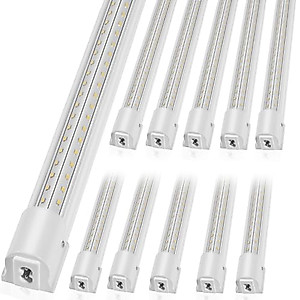 VEVOR 10 Pack LED Shop Light, 4 FT, 40W Linkable Shop Light Fixture, 5000 LM Ceiling Lights 59 in Power Cords with ON/Off Switch 48 in Connector Cables, for Garage Warehouse Home Workkshop and Office