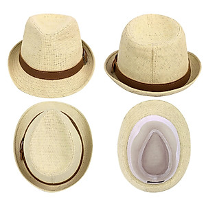 Simplicity Panama Style Fedora Hats for Women Straw Fedora Sun Hat with Band Fedora Hats for Men Straw Hats for Men Fedora Hats,Natural,L/XL