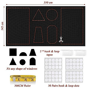 LUCMO Blackout Blinds 138" x 57", 100% Blackout Blind Curtain for Window, No Drill Portable Blackout Shades Film for Bedroom, Cut to Any Size, Nursery Black Out Blinds for Baby Travel Temporary