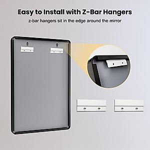 LOAAO 28X36 Inch Black Metal Framed Bathroom Mirror for Wall, Matte Black Bathroom Vanity Mirror Farmhouse, Anti-Rust, Tempered Glass, Hangs Horizontally or Vertically