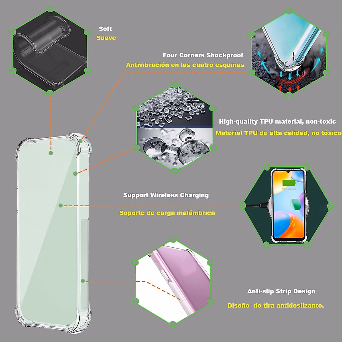 USTIYA Case for Huawei P60 Pro y Huawei P60 Clear TPU Four Corners Protective Cover Transparent Soft