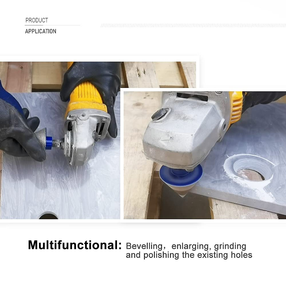 SHDIATOOL 1-3/8“ Diamond Drill Bits 2” Beveling Chamfer Bits Set for Porcelain Ceramic Tile Marble for Angle Grinder