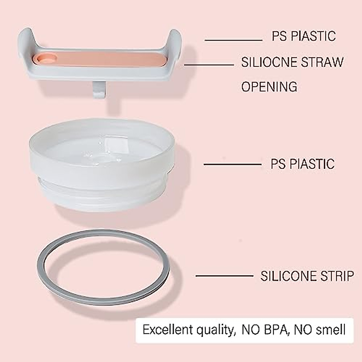 40oz Tumbler Lid for Stanley, Spill Proof Splash Resistant Tumbler Covers,Replacement cover for Stanley Cup Accessory(2 pack) (40oz, Pink)