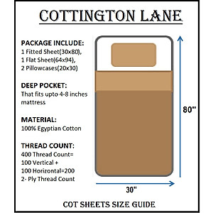 Cot Sheets 30x80 Set Cotton-Cot Sheets 30" x 80" Fitted Cot Sheet Perfect for Narrow Twin, Rv Bunk, Camping Cot, Guest Bed Replacement-Sheets for Cot Bunk Bed-Cot Size Mattress Sheets(White Solid)