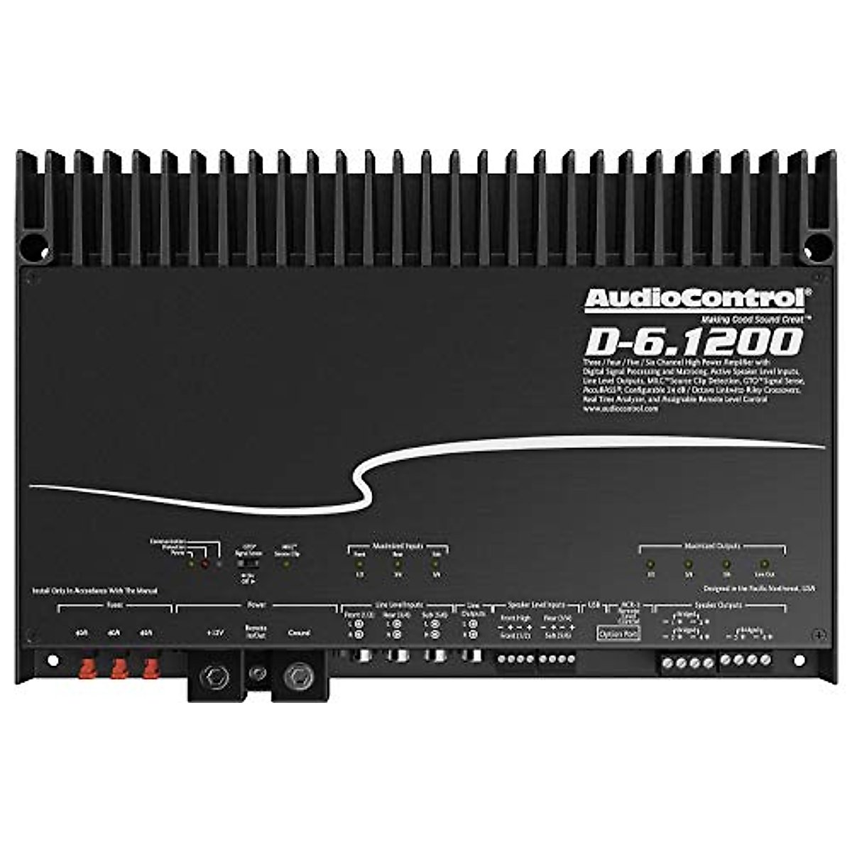 AudioControl D-6.1200 6-Channel Car Amplifier with Digital Signal Processing & ACR-3 Dash Remote