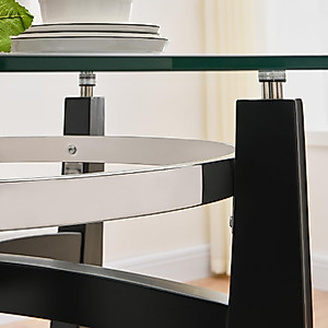 Tempered Glass Dining Table Chair Set with 2 Leather Upholstered Chairs 48" Round Kitchen Table w/ Glasstop & 2 Table Side Chairs for Dining Room Home Kitchen, Transparency&Purplish Blue-2P