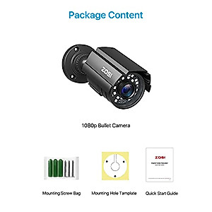 ZOSI 1080P HD TVI Security Camera for Home Office Surveillance CCTV System Bullet BNC Camera with Night Vision Black