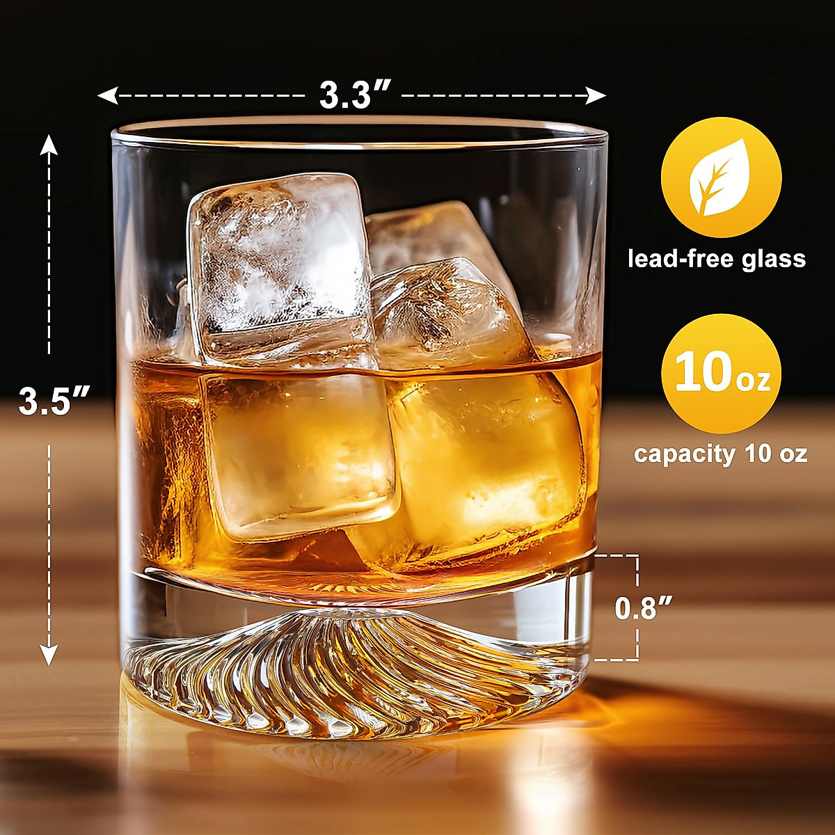 YUFDA Whiskey Glasses Set of 4, 10 oz Mountain Whiskey Glasses Luxury Gift Box, Heavy Bottom Bourbon Glasses for Scotch for Bar, Party, Wedding Gift For Men Father
