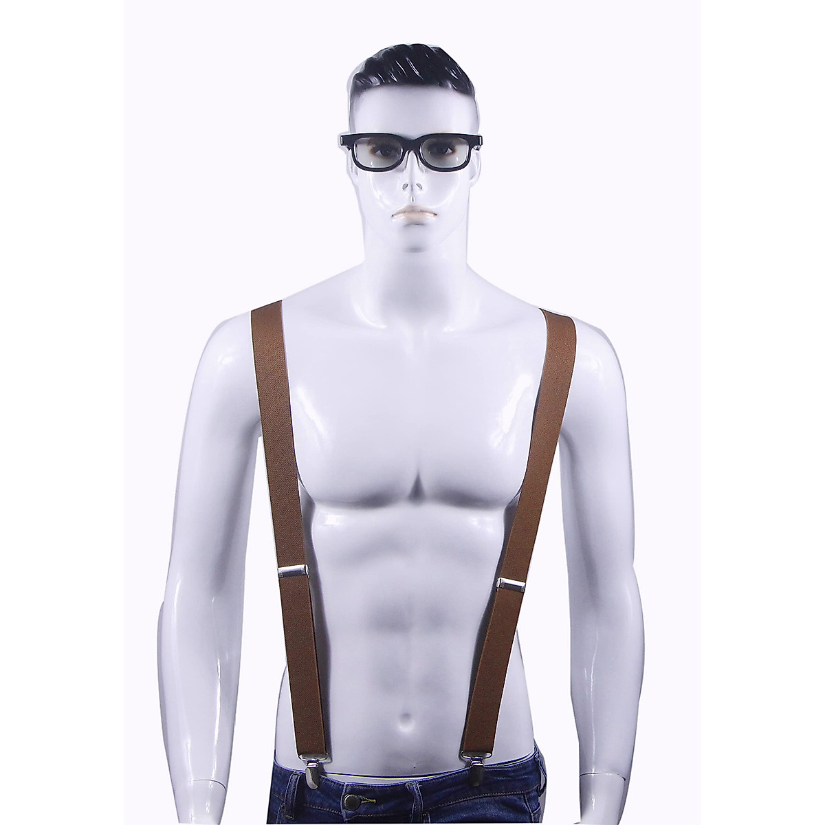 Cedrainy Adjustable Elastic Suspenders for Men's and Women's with X Back Suspenders for Casual & Formal(Coffe)
