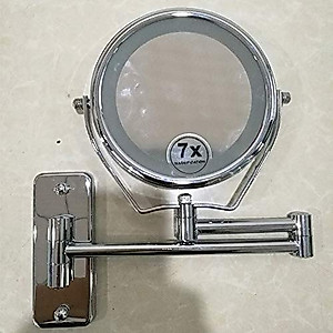 KXA Bathroom Vanity Mirrors Illuminated Makeup Mirror Wall Mounted Makeup Mirror 7X Magnification 8'' Two-Sided Swivel Extendable Bathroom Mirror Shaving Mirrors Nickel Finish Makeup Mirror