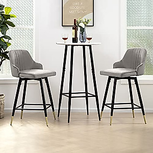 Swivel Barstool Set of 2: 25" Counter Height Bar Stools, Modern Bar Stools for Kitchen Island, Velvet Counter Stool with Back,Island Chairs for Kitchen Counter, 2 Counter Stools, Grey Bar Chair