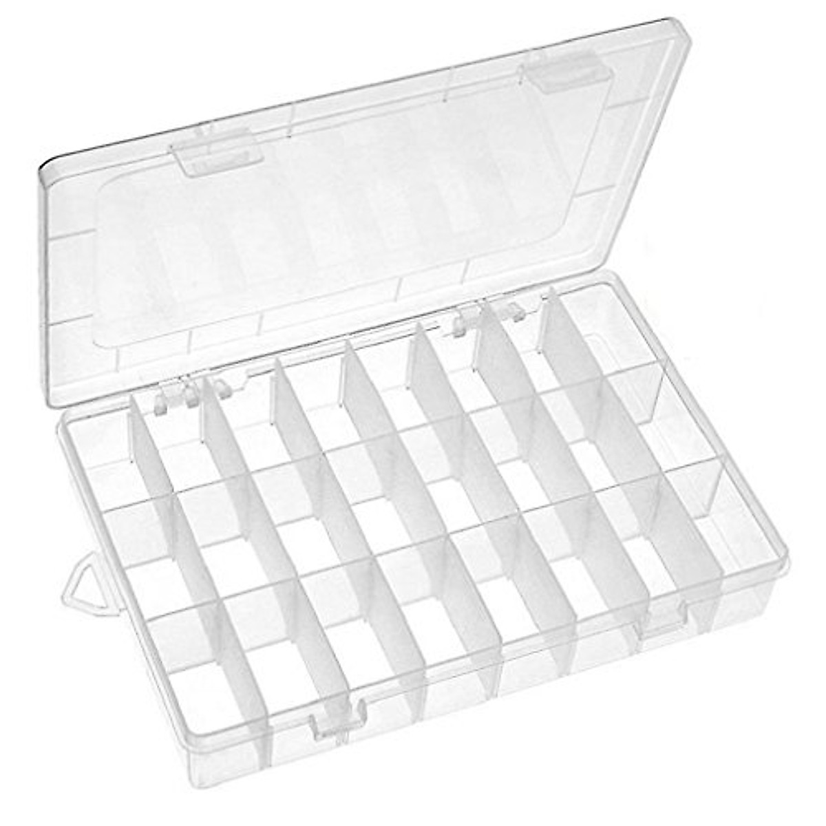 wankausonline 2 Pack Clear Dividers Box 24 Grids Adjustable Plastic Jewelry Organizer and Storage Container for DIY Art Clear Craft Box