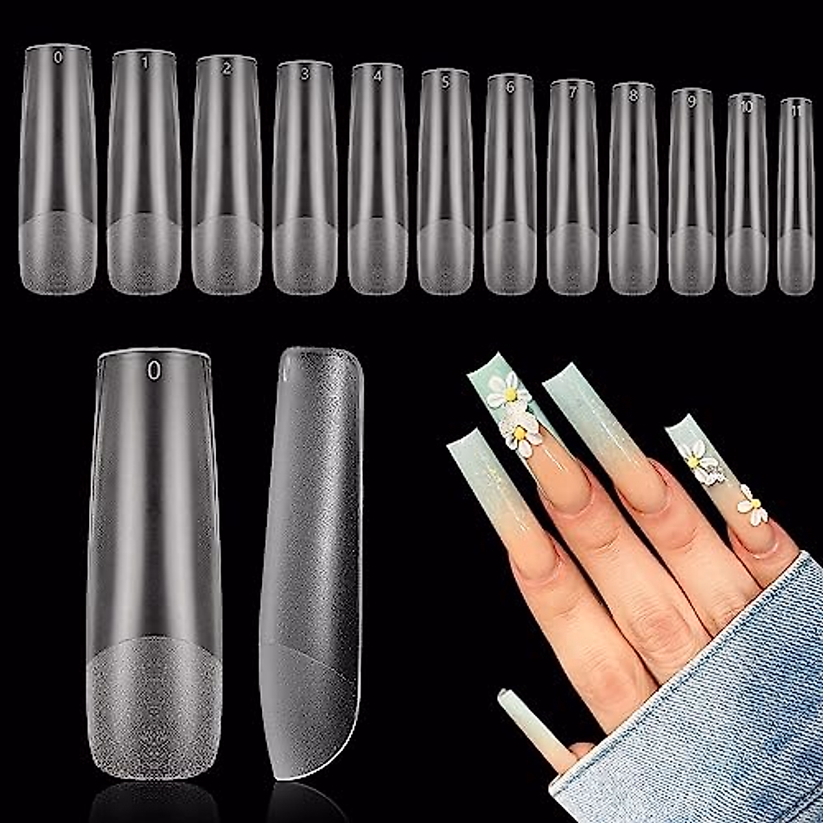 Clear Square Nail Tips, Gel Nail Tips for Acrylic Nails Professional，240PCS XL Nail Tips Full Matte Full Cover Straight Square Nail Tips, Slightly C Curve French Nail Tips Use for Nail Extension