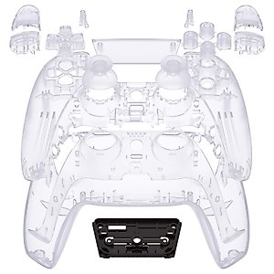 eXtremeRate Full Set Shell with Buttons Touchpad Cover, Clear Custom Replacement Decorative Trim Shell Front Back Plates Compatible with p s 5 Controller BDM-010 020 - Without Controller