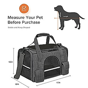 MIYCOO Cat Carrier Soft-Sided Collapsible Pet Carrier Dog Carrier Travel Bag for Dogs Small Medium Cats (Large-Black)