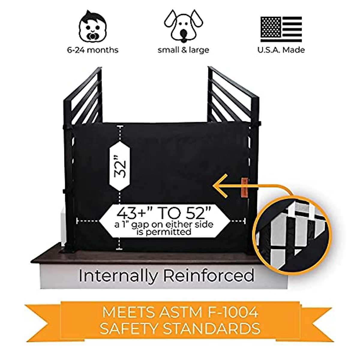 The Stair Barrier Banister to Banister No Drill Baby Gate for Stairs - Fabric Excellence Easy Setup Maximum Security with Portable Pet Gate for Stairs - Climb-Proof Neat and Tidy Fabric Baby Gate