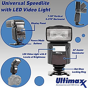 Canon EOS 6D Mark II DSLR Camera (Body Only) + Extreme Pro 64GB Memory Card, Universal Speedlite w/LED Video Light, Lightweight 60” Tripod, Spare Battery & Much More (23pc Bundle)