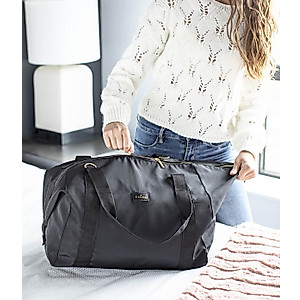 KEDZIE Triple Threat Foldable Duffle Shoulder Bag for Women with Adjustable Removable Shoulder Strap - Black