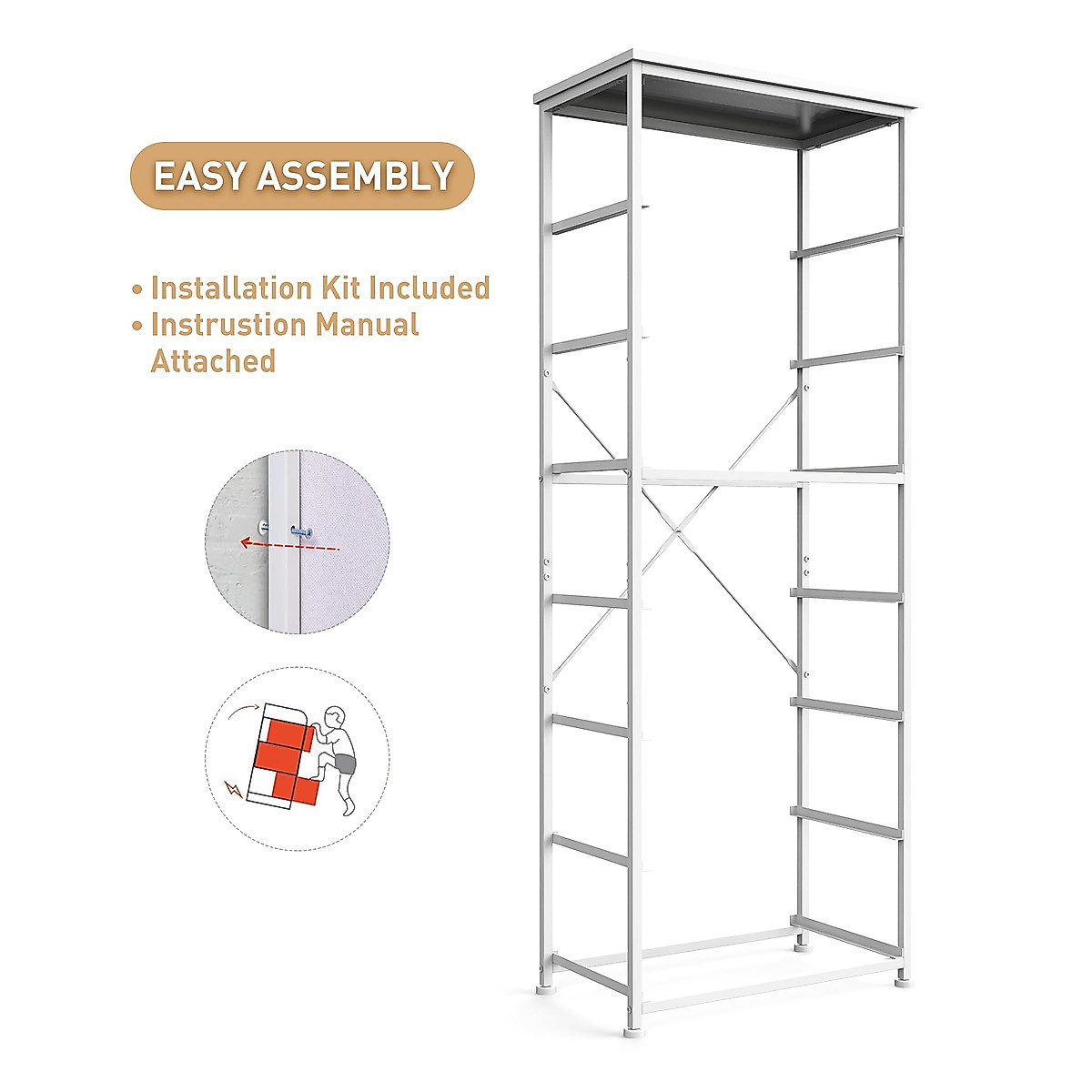 Tall Fabric Dresser for Bedroom, Vertical Storage Organizer Tower with 7 Drawers, Chest of Drawers with Bins, Steel Frame, Wood Top for Bedroom, Closet, Entryway Black