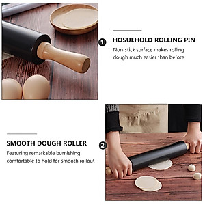 Baking Rolling Pin Wooden Rolling Pin Dough Roller for Making Pizza Cookie Pastry Pasta Dumpling and Dough (Black) Wood Rolling Pin