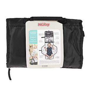 Nuby Portable Baby Changing Pad Station by Dr. Talbot's, Quick Wipe Clean Changing Mat with Built-in Pillow, Classic Black