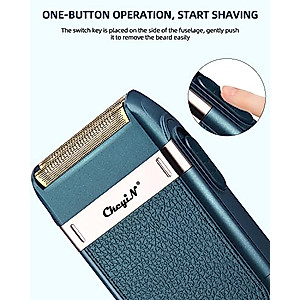 CkeyiN Men's Electric Shavers, Rechargeable Cordless Foil Shaver Razor with Replaceable Foil Head, Multifunction Wet & Dry Use Foil Shaver (Blue)