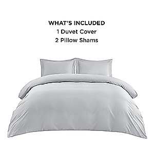 Bedsure Cooling Duvet Cover King - Silky and Breathable Eucalyptus Lyocell Cotton Hybrid Comforter Cover Set for Hot Sleeper - Hypoallergenic and Moisture Wicking Cooling Bedding Set, Silver Grey