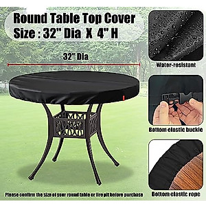 SoloToo Outdoor Round Table Cover,Waterproof Anti-UV Patio Round Table Top Covers,Fits Round Patio Furniture Up to 30" - 32" Diameter (Black)