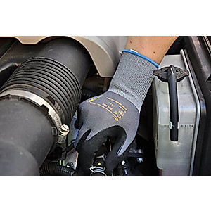 G & F Products Endurance Pro Seamless Knit Nylon Gloves with Micro Form Nitrile Grip, LARGE (Pack of 12) (1529L-DZ) Black