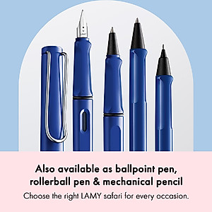 LAMY safari blue - Fountain Pen with ergonomic grip & polished steel nib in size B - ideal for any Writing & Calligraphy - including LAMY T 10 blue cartridge - Right-Handed