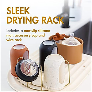 Boon ARC Modular Baby Bottle Drying Rack — Includes Silicone Drying Mat, Accessory Cup, and 7-Prong Wire Bottle Rack — Baby Essentials
