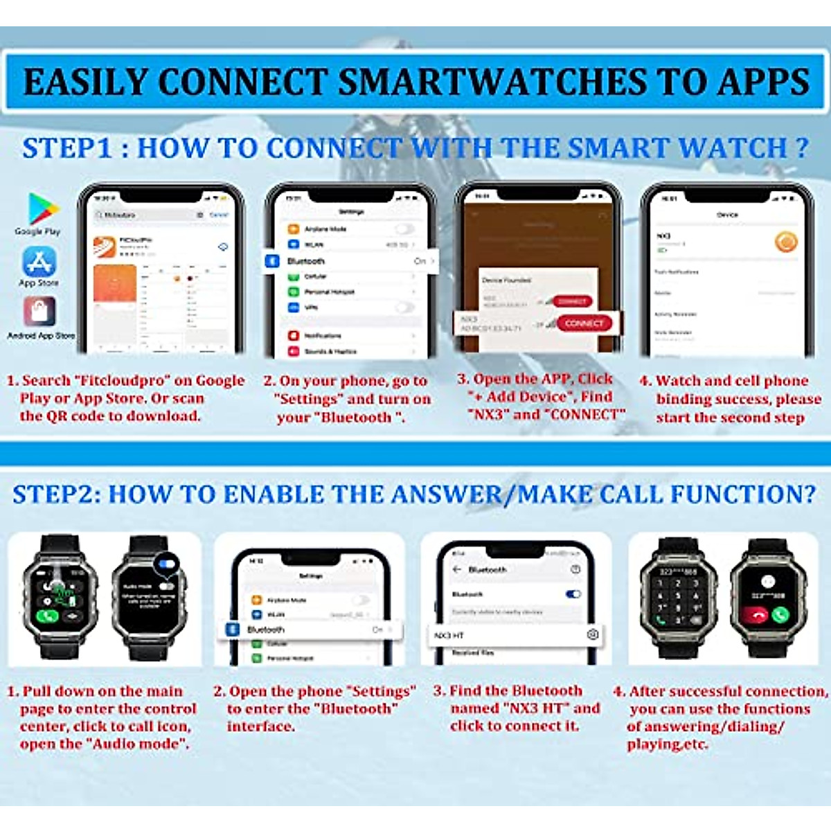 Smart Watch | Military Smart Watches for Men, Bluetooth Call(Answer/Make Calls) 1.83" Fitness Tracker 45 Days Extra-Long Standby IP68 Waterproof, Android Digital Smartwatch w Heart Rate Sleep Monitor