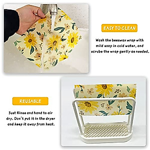 Beeswax Wrap, 9 Pack Eco-Friendly Beeswax Wraps for Food Storage, Organic, Sustainable, Beeswax Food Wraps, Zero Waste Reusable Food Wrap Beeswax Paper 1L, 3M, 5S Plants Pattern Sandwich Wrappers