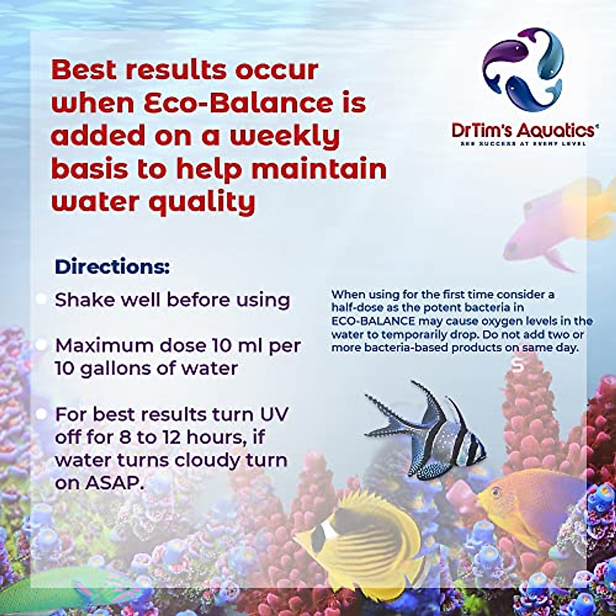 DrTim’s Aquatics Eco-Balance for Saltwater Aquariums – Multi-Strained, Supportive Probiotic Bacteria to Maintain a Balanced Fish Tank Environment-4 oz.