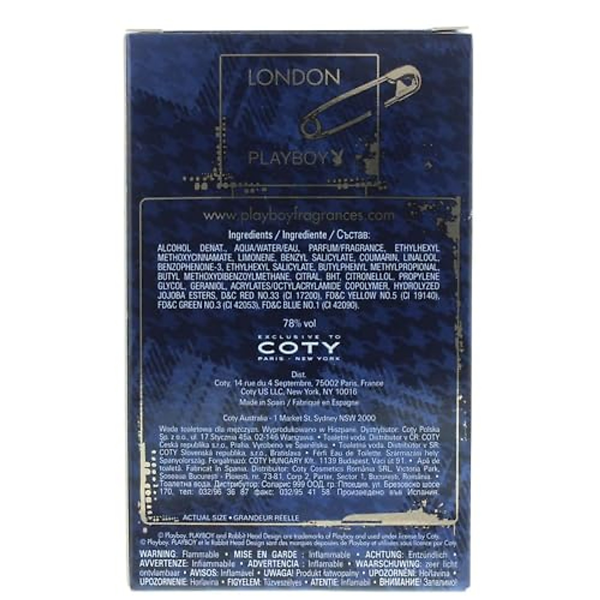 Playboy London Eau De Toilette Spray for Men 100ml/3.4 Oz